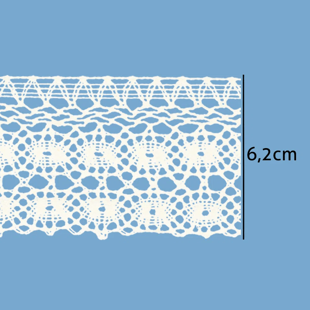 RENDA PARAIBA 100%ALGODAO 120052 6,2CM C/ 20 MT BRANCO - Niazi Chohfi