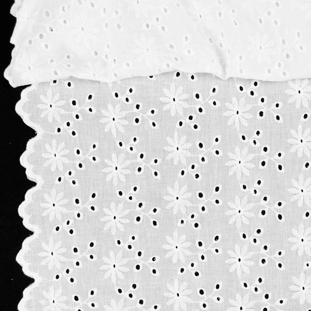 Tecido Cotton Embroidery Doha Lg1,30 Des 96 Branco 100 - Niazi Chohfi