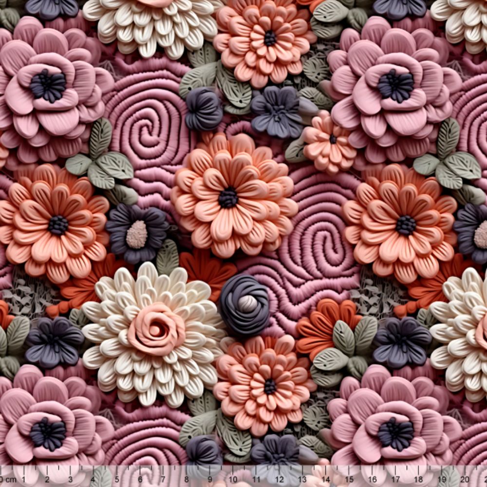 Tecido Tricoline Est Exc Dig Lg1,40 Des 87975 Caracol de Flores Va ...