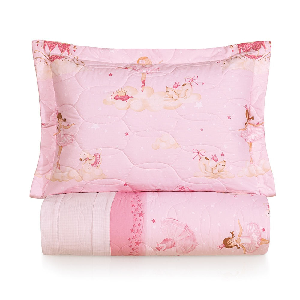 Colcha Com Porta Travesseiro 200 Fios Infantil Ballet Solteiro - Niazi ...
